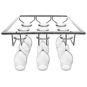 our trading llc Nickel Wine Glass Rack, Wine Glasses Hanger for Cabinet Kitchen Bar, Stainless Steel Storage, Metal Organizer, Under Shelf Stemware Rack