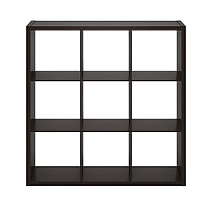 Furinno Cubicle Open Back Decorative Cube Storage Organizer, 9, Dark Oak