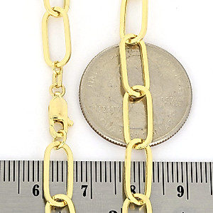 Nuragold 10k Yellow Gold 6mm Paperclip Elongated Rolo Cable Link Chain Bracelet, Womens Jewelry Lobster Clasp 7" 7.5" 8"