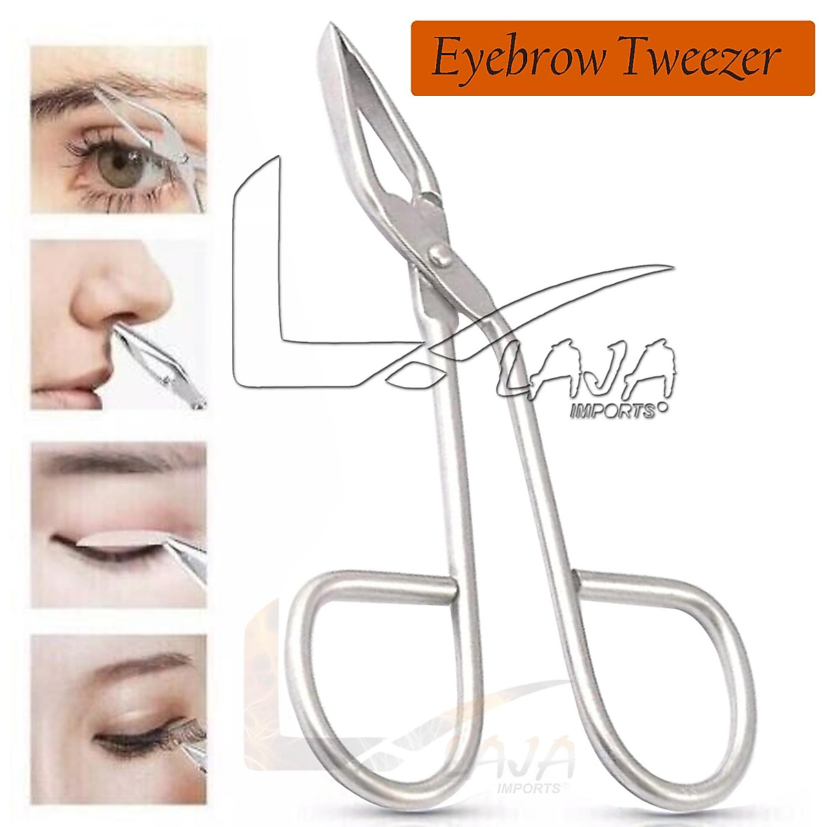 Laja Imports Stainless Steel 'Eyebrow Tweezer, Scissors Shaped Slant Tip Tweezer Clip - Silver for Educational Use