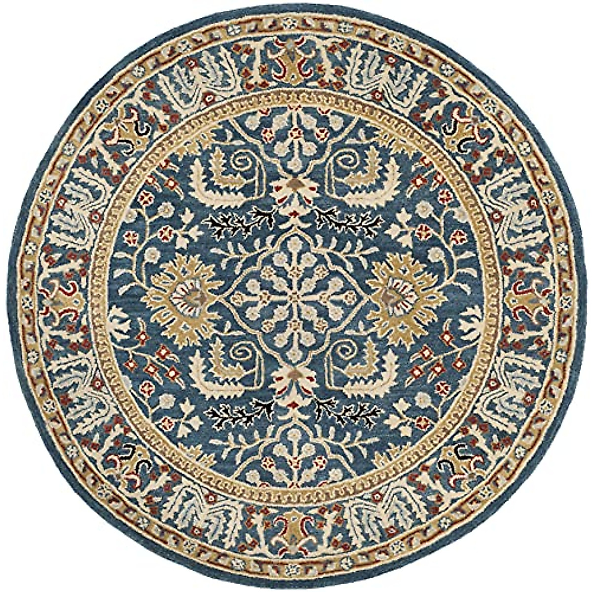 SAFAVIEH Antiquity Collection Area Rug - 6' Round, Dark Blue & Multi, Handmade Traditional Oriental Wool, Ideal for High Traffic Areas in Living Room, Bedroom (AT64B)