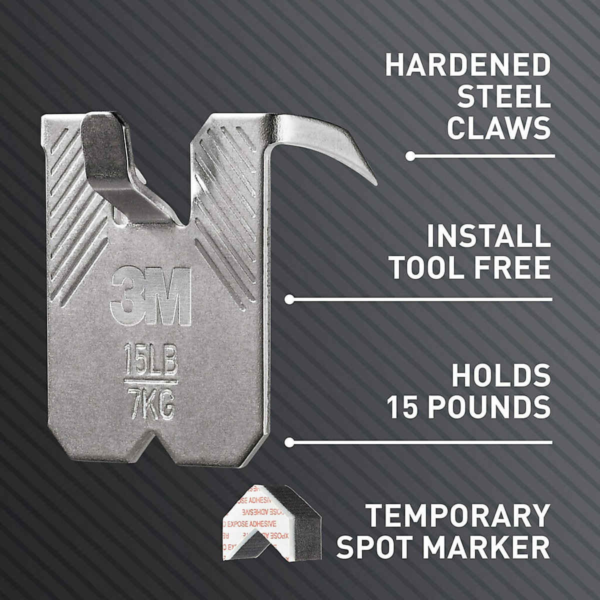 3PH15M-5ES Claw Drywall Picture Hangers & Markers, Holds 15-Lbs, 5-Pk. - Quantity 1