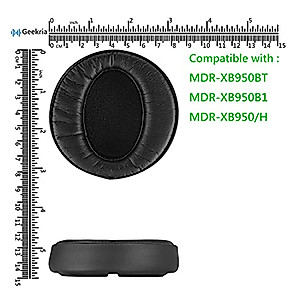 Geekria QuickFit Replacement Ear Pads for Sony MDR-XB950BT MDR-XB950B1 MDR-XB950/H Headphones Ear Cushions, Headset Earpads, Ear Cups Cover Repair Parts (Black)