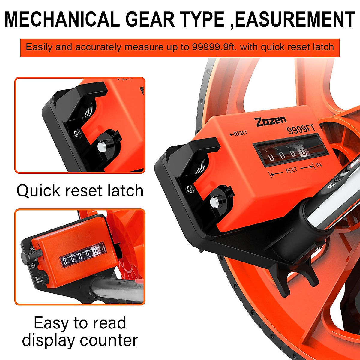 Zozen Distance Measuring Wheel with Marking Flags, Measure Wheel Collapsible Industrial Measuring Wheel in Feet and Inches with Carrying Bag