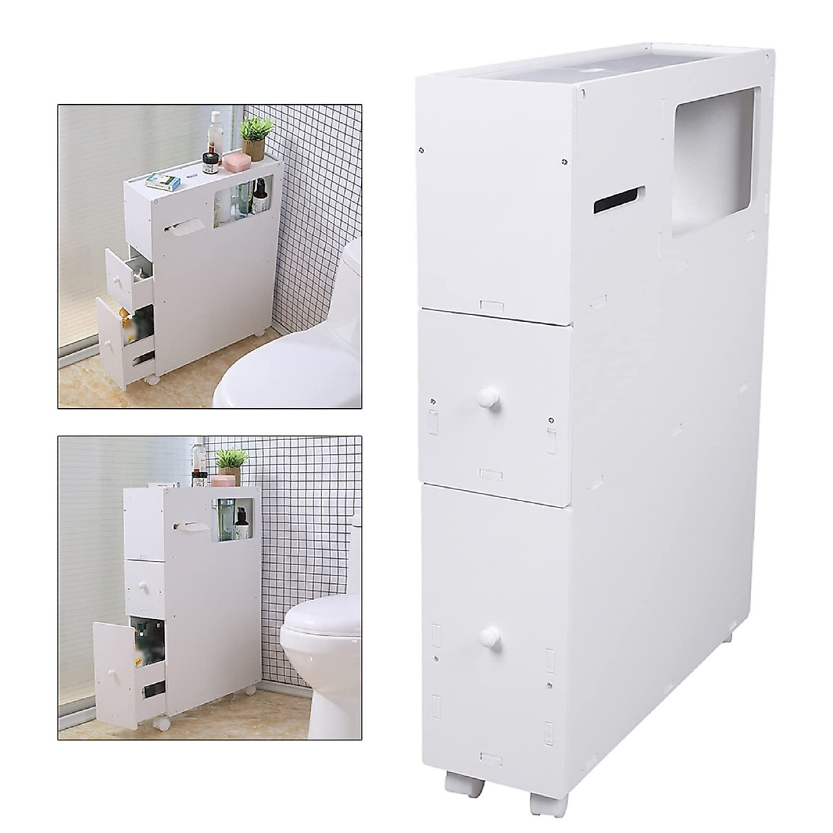 GDAE10 4 Layer Modern Bathroom Floor Shelf Bathroom Floor Cabinet Corner Storage Shelf White Bathroom Shelf Multifunctional Bathroom Storage Rack
