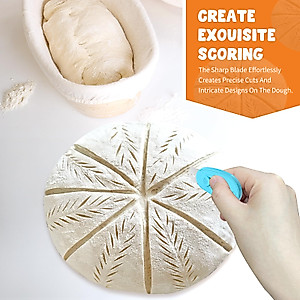 NeoRov Extractable & Magnetic Bread Lame Dough Scoring Tool - Professional Sourdough Scoring Tool - Sourdough Bread Baking & Bread Scoring Tool - Scoring Patterns booklet & 5 Razor Blades (Blue)