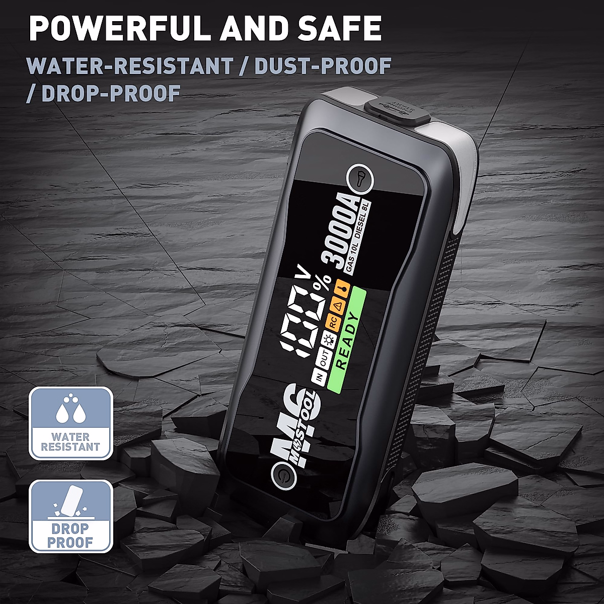 M6 3000A Peak Car Battery Jump Starter Battery Pack, Portable Jumper Box, Battery Booster Start, 12V Car Battery Charger and Jumper Cables for 10.0L Gas and 8.0L Diesel Engines