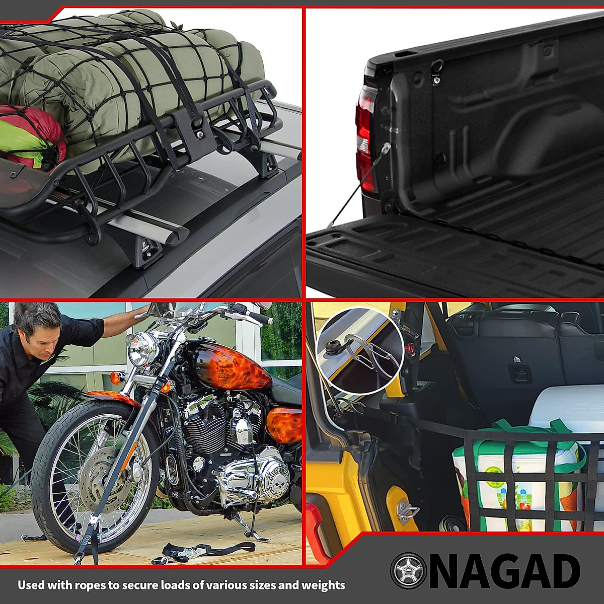 Tie Down Strap Rings Tie-Down Anchors Hooks Stainless Steel Lashing Rings with Black Powder Coating for Tiedown Attachment Points for Dirt Bike, Motorcycle, Trailer,Pickup,Truck,Camper,RV (Pack of 10)