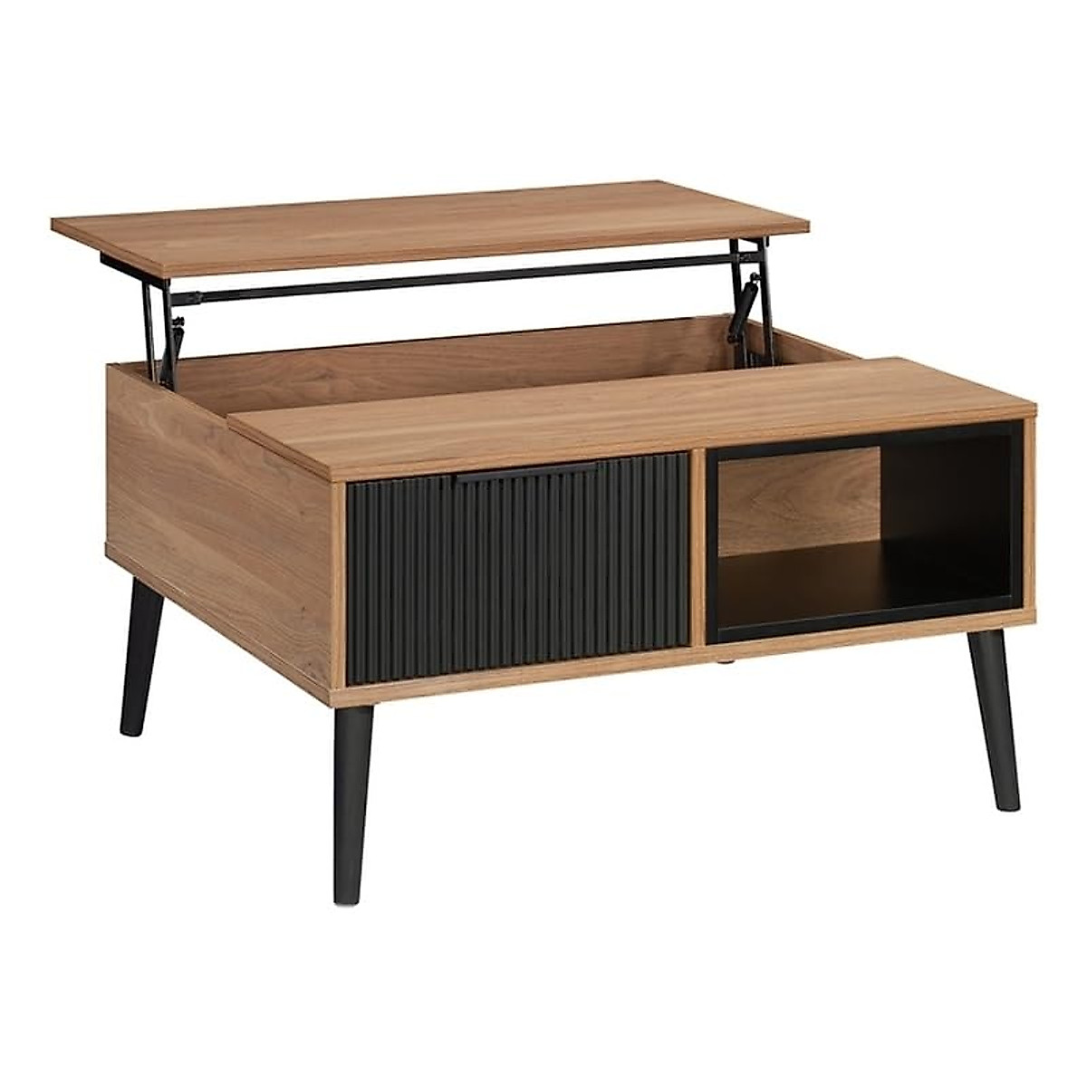 Sauder Ambleside Engineered Wood/Metal Lift-Top Coffee Table in Serene Walnut