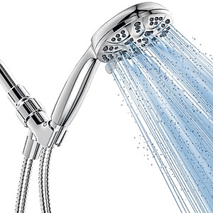 HOPOPRO 6 Functions Handheld Shower Head Set High Pressure High Flow Hand Held Showerhead with 59 Inch Hose Bracket Teflon Tape Rubber Washers