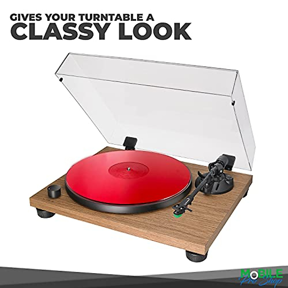 Mobile Pro Shop Acrylic Turntable Mat - Acrylic Slipmat for Vinyl LP Record Players - Improves Sound Quality & Provides Tighter Bass - Anti Static Platter mat (Red_lit)
