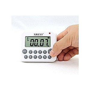 XREXS Digital Kitchen Timer Magnetic Countdown Up Cooking Timer Clock with Magnet Back and Clip, Loud Alarm, Large Display Minutes and Seconds Directly Input-White (2 Pcs, Battery Included) PS-367