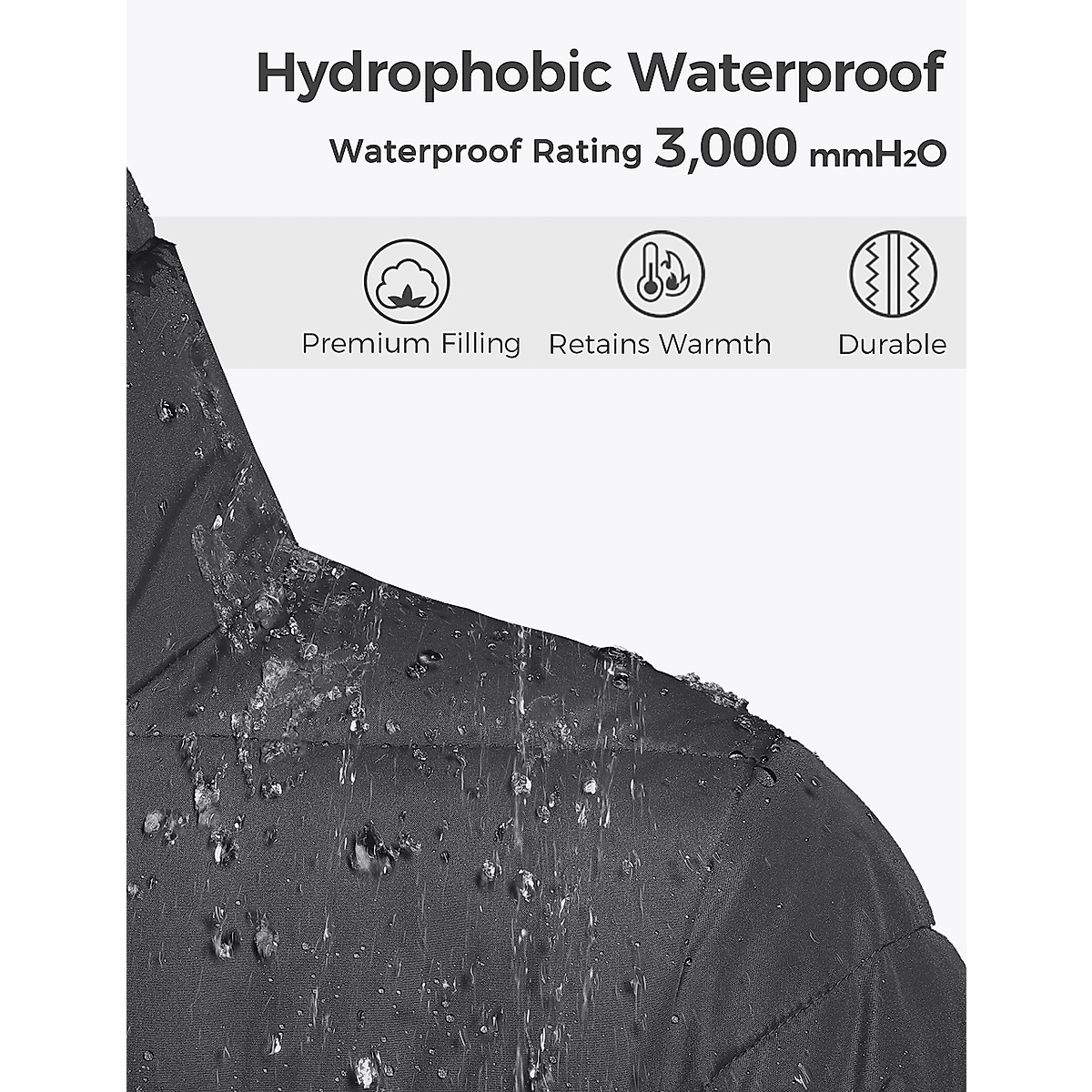 wantdo Men's Waterproof Winter Jacket Warm Coats Puffy Coats (Dark Gray, X-Large)