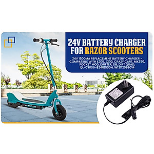 24V Battery Charger for Razor - 24V 1500mA Replacement Battery Charger - Compatible with E200, E300, Crazy Cart, MX350, Pocket Mod, Drifter, DB, Dirt Quad, QL-09009-B2401500H, W13112099014