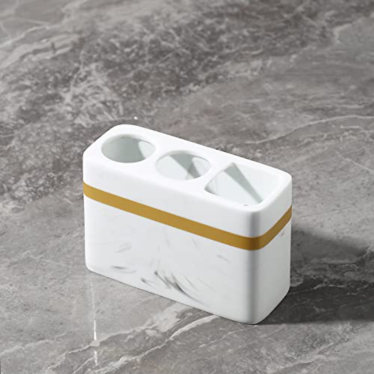 5 Pcs Bathroom Accesary Set Marble Look Bathroom Sets Accessory Marble Imitation Resin with Soap Dispenser Pump, Toothbrush Holder, 2 Rinsing Cup, Soap Dish (White)