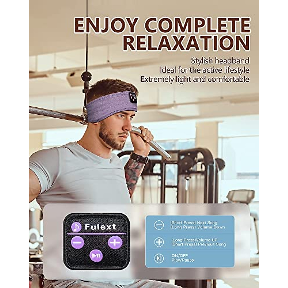 Sleep Headphones Bluetooth Headband, Perytong Sports Bluetooth Headband Headphones with Thin Speakers, Sleep Earbuds, Sleeping Headphones for Workout Running Yoga Nap, Gift for Men and Women