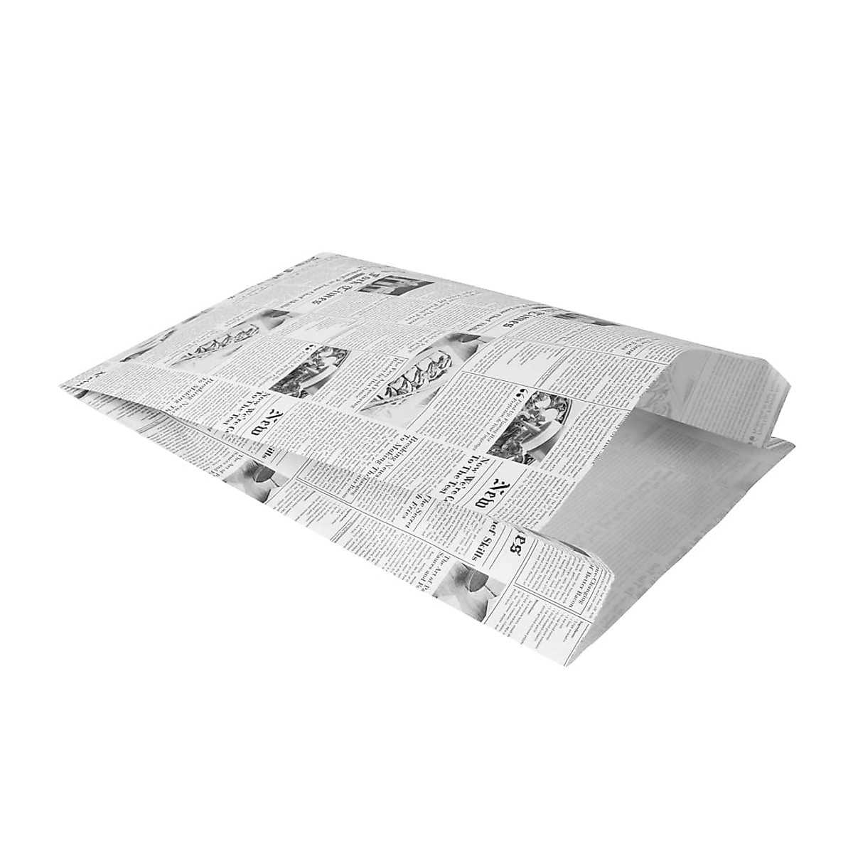 Bag Tek Newsprint Paper French Fry / Snack Bag - 7" x 3" x 11" - 100 count box