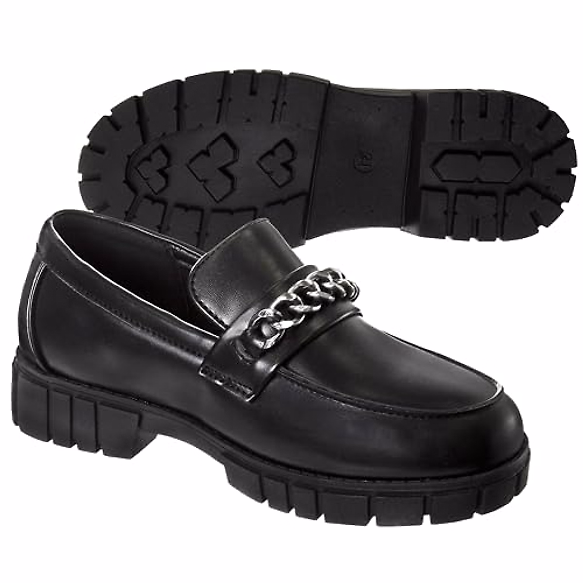 French Toast Girls Round Toe Ankle Strap Maryjane School Shoes - Mary Jane Chunky Platform Oxford Dress Shoe Pumps - Black Chain (Size 2 Big Kid)