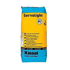 Kiesel Servolight Grey Acrylic Polymer Modified Thinset Mortar 33 lbs Bag Cement-Based Highly Flexible Self-Curring with Extended Coverage for Flooring Underlayment and Ceramic Tiles