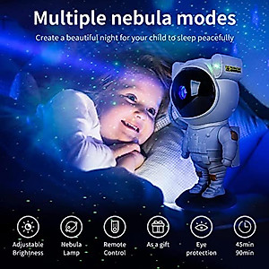 Astronaut Light Projector, 360° Rotation USB Galaxy Star Projector with Timer and Remote for Game Room, Bedroom, Home Theater, Party, Home Decor and Birthday Gift (White)