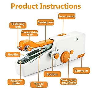 Handheld Sewing Machine, Portable Sewing Machine for Beginners, Battery Operated Mini Sewing Machines Small Sewing Device for Quick Stitching, Home Travel DIY