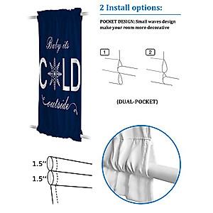 LEOSUCRE Blackout Door Curtains for Doorway Privacy, Christmas French Door Curtain Thermal Insulated Curtains for Front Door Rod Pocket Glass Door Panel 54x72in Cold Winter Snowflakes Blue Backdrop