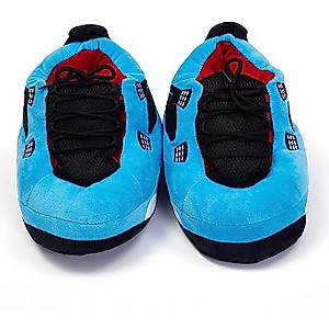 LAPRBY Sneaker Slippers Non Slip Sole Indoor House Plush Slippers Unisex Indoor Floor Cotton Shoes (Blue,5.5,12)