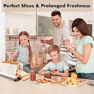 Bread Box&Bread Slicer, Bread Slicer for Homemade Bread, Large Bread Box Airtight with Lid, Time Recording Bread Container for Homemade Bread, Toast, Bagel, Donut and Cookies (Box:11.2"x7.5"x6.1"/8L)