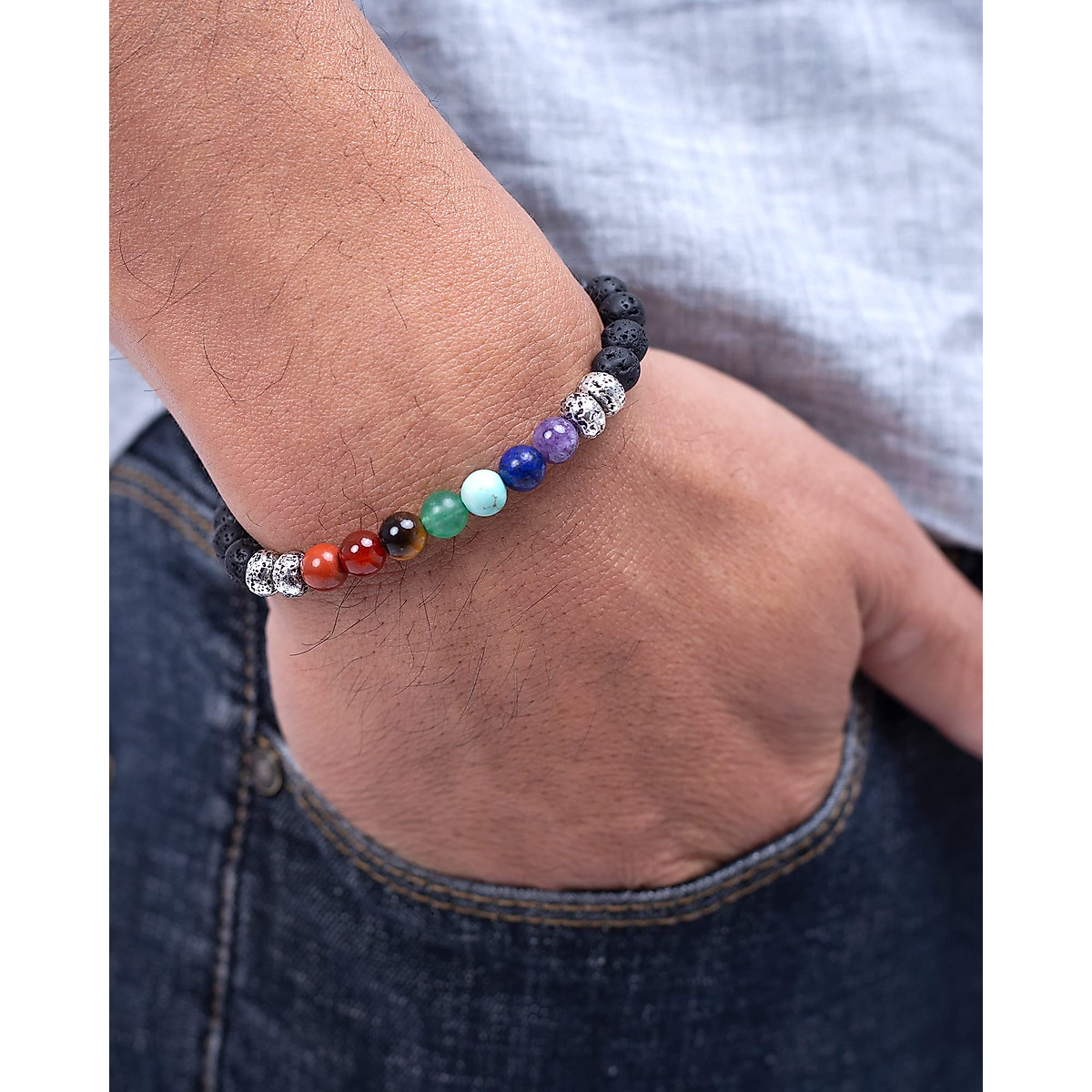 MIDDLUX Anxiety Relief Items, Chakra Bracelets, Crystals and Healing Stones, 7 Chakras Healing Crystals handmade bracelets, Yoga, Meditation, Stress Relief Gifts