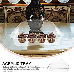 UPKOCH Acrylic Box Acrylic Cake Serving Tray with Lid Clear Rectangular Dessert Appetizer Serving Dish Platter Food Tray for Seafood Cheeses Meats Home Kitchen Party Decor Serving Tray