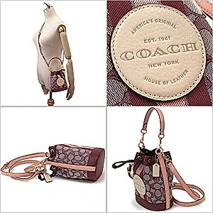 Coach Mini Dempsey Bucket Bag With Coach Patch (IM/Wine Multi)