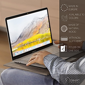 Sofa arm Tray Table Couch Bedside Wood Coaster Coffee Cup Foldable armrest Caddy end Protector Folding Living Room Furniture mat tv Chair Tables Trays with Fabric (Color 4.Grey)