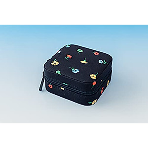 Kate Spade New York Navy Floral Travel Jewelry Case, Small Jewelry Box to Organize Rings, Necklaces, Earrings, Garden Toss