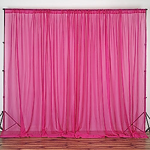 BalsaCircle 10 feet x 10 feet Fuchsia Sheer Voile Backdrop Drapes Curtains 2 Panels 5x10 ft - Wedding Ceremony Home Decorations