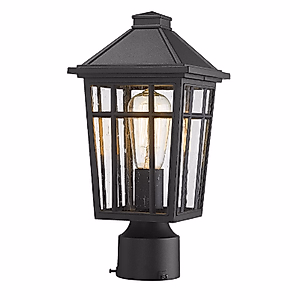 Darkaway Outdoor Post Lights Lamp Post Light Fixture, Waterproof Aluminum Housing with Glass, Fence Post Deck Lighting for Garden, Patio, Pathway (1 Pack, Black)