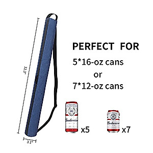 Beer Sleeve for Golf Bag,WITSTEP Long Tube Holder for Cans Beer Sling Cooler Bag,Holds 7 Cans Insulated Beer Sleeve Keeps Beverage Cold Fits in Most Golf Bags ,Ideal Golf Accessories for Men