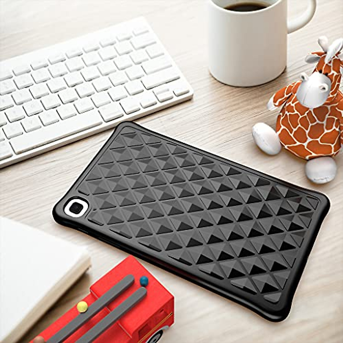 Epicgadget Case for Samsung Galaxy Tab A7 Lite SM-T220/SM-T225 - Soft Lightweight Diamond Grid Slim Protective Silicone Cover Case for Galaxy Tablet A7 Lite 8.7 Inch Tablet 2021 Released (Black)