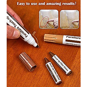 Furniture Markers Touch Up, Lifreer 21 Pcs Wood Filler Floor Scratch Repair Kits, Wood Markers and Wax Sticks with Sharpener Kit for Funiture Repair,Floor Scratch