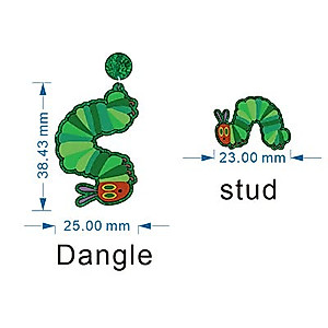 Handmade Lovely Sitting Frog Dangle Earrings Cute Green Frogs Snails Caterpillar Earring Acrylic Cartoon Animal Drop Earrings for Women Aesthetic Gifts-D caterpillar