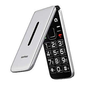 TIANHOO Flip Phone for Seniors 4G, Senior Flip Phone Unlocked with Big Buttons Dual Card GSM LTE Flip Phone for Elderly with Large Buttons Flip Cell Phone for Seniors (Silver)