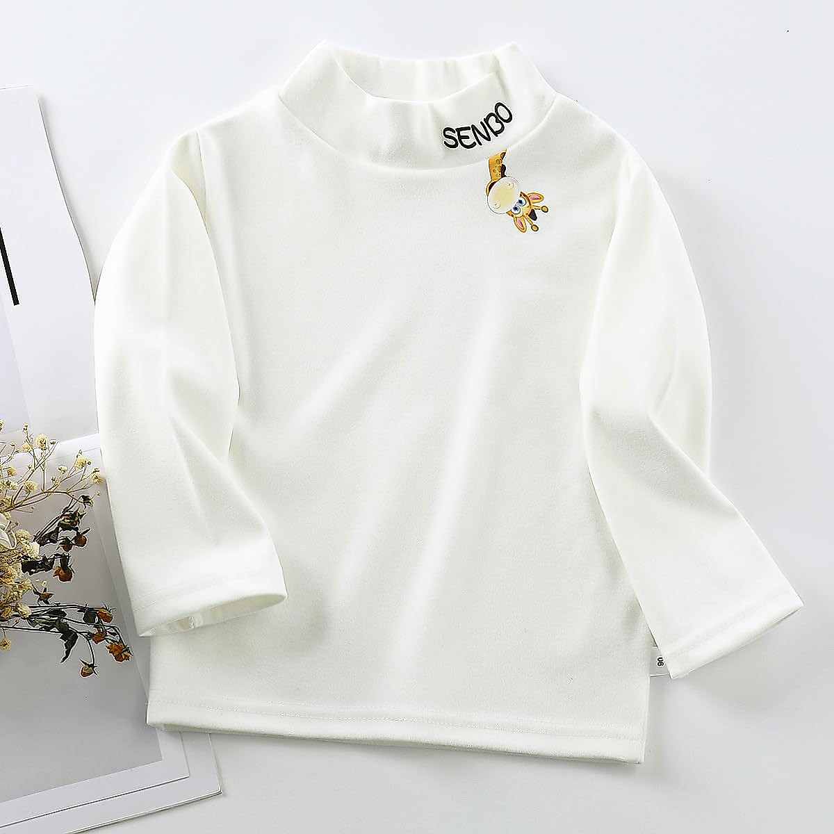 Boys Girls Thermal T-Shirt Half Collar Underwear 2-Pack Basic Soft Tops Unisex Warm Undershirts Tees Black+White 9-10Years