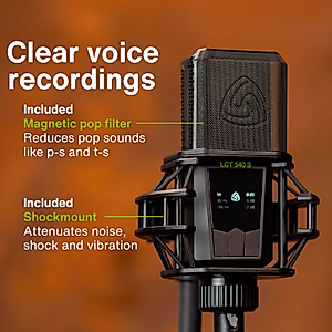 LEWITT LCT 540 S Large-Diaphragm Studio Condenser Microphone - Ultra low self-noise - Ideal for extreme processing - Low-cut filter and attenuation - Military spec transport case included