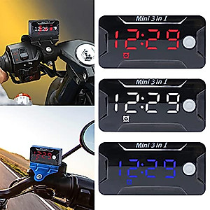 Motorcycle Digital For Time Clock + Thermometer +Voltage Voltmeter 3 In 1 Waterproof Tester Battery Moniter Gauge Digital Time Clock