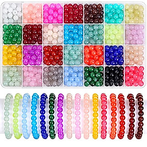 700 Piecess Glass Beads for Jewelry Making, 28 Colors 8mm Crystal Beads Bracelet Making Kit for Bracelet Jewelry Making and DIY Crafts