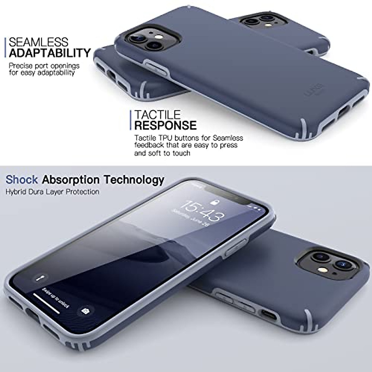 TEAM LUXURY Designed for iPhone 11 Case, [Ultra Impact Resist] [Anti-Scratch] Shockproof Protective Case for iPhone 11 Phone Case Cover (6.1”), (Navy Blazer Blue)