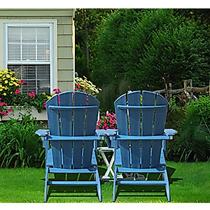SDKOA Adirondack Chairs Plastic Weather Resistant, Outdoor Chairs Like Real Wood, Adirondack Chair Set of 2Widely Used in Outdoor, Patio, Fire Pit, Deck, Outside, Garden, Campfire Chairs-Navy Blue