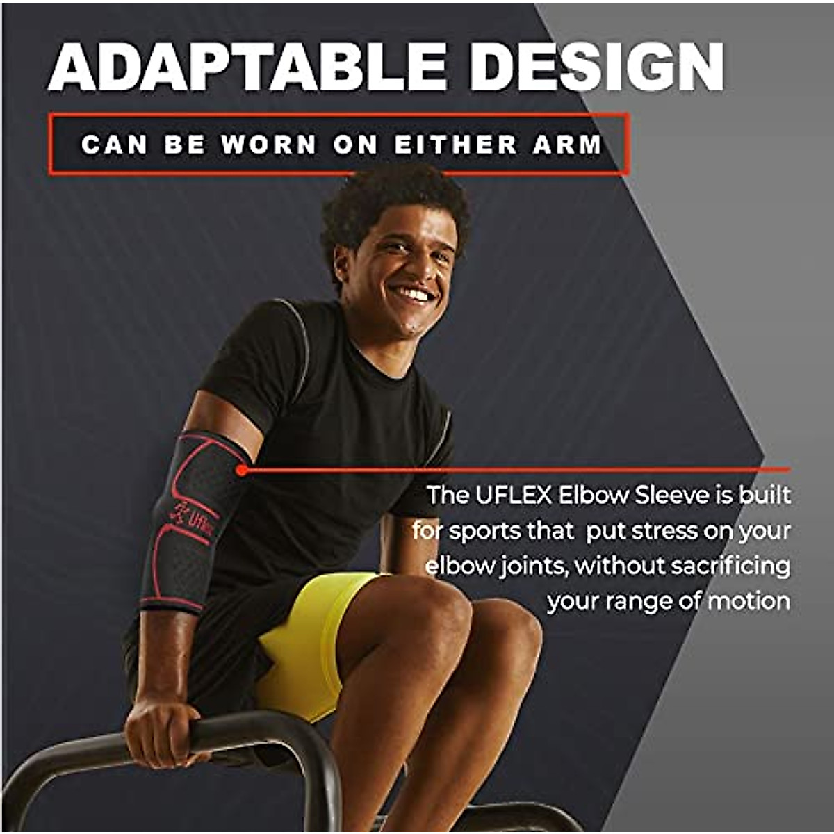 UFlex Elbow Compression Sleeve for Women & Men- Brace for Injury Recovery, Tendonitis, Bursitis, Weightlifting, Golf, Tennis, Basketball- Single Wrap