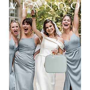 Vlando Makeup Bag, Travel Makeup Bags,Large Portable Make Up Bag Organzier with Dividers and Handle Gifts for Women Girls,Traveler,Christmas,Wedding Blue