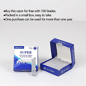 JIFRONT Professional Straight Edge Razor with 100 Single Straight Razor Blades-Barber Straight Razor-Close Shaving Men's Manual Shaver-Disposable Straight Razor Blades-Straight Razor Kit (BLACK)