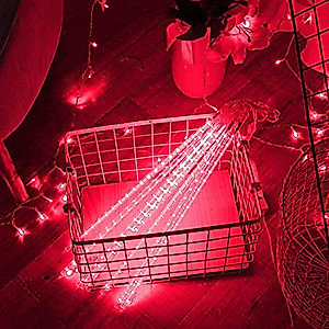 Meteor Shower Rain Light 50cm 8 Tubes 384 LED Waterproof Icicle Falling Snowfall Lights Snow Falling for Home Decor Wedding Garden, Red